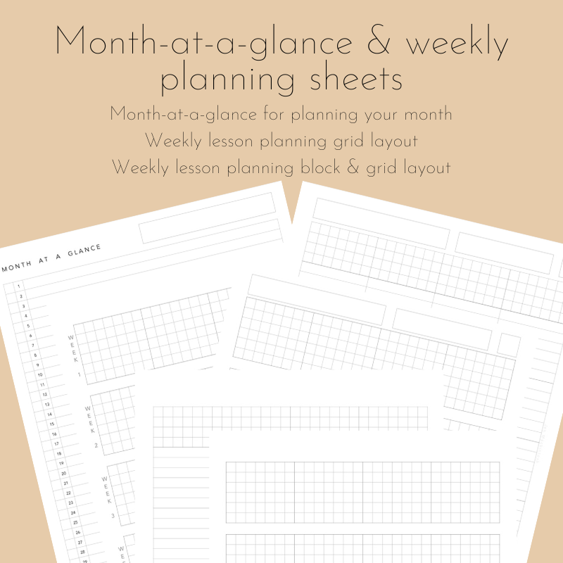 Month-at-a-glance & weekly planning sheets – Jen Mackintosh