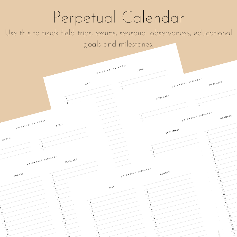 Perpetual Calendar Printable Kit – Jen Mackintosh